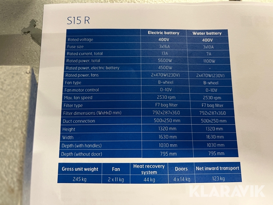Ventilationsaggregat Flexit Albatros S15R, Lund, Klaravik au