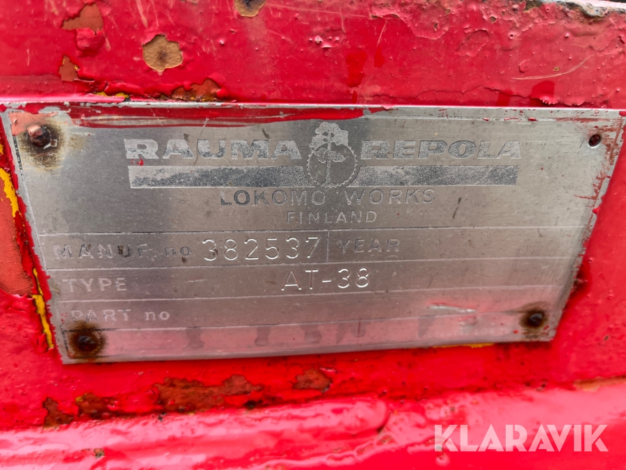 Bogserad vält Rauma Repola AT-38, Kristianstad, Klaravik auk