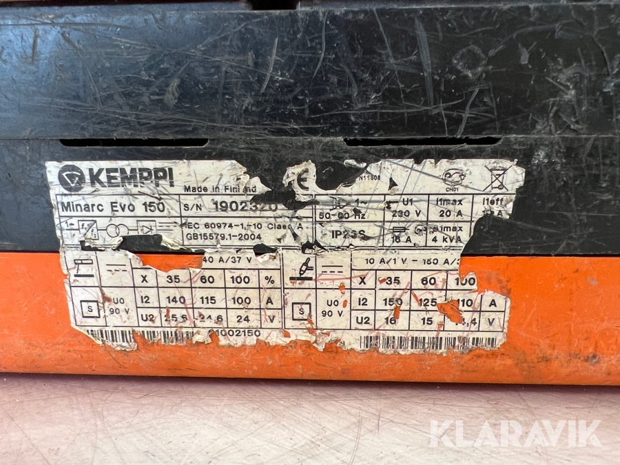 Svets Kemppi Minaret Evo 150, Svalöv, Klaravik auktioner