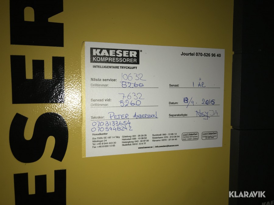 Kompressor Kaeser ABT25 SK22 och kyltork med tank