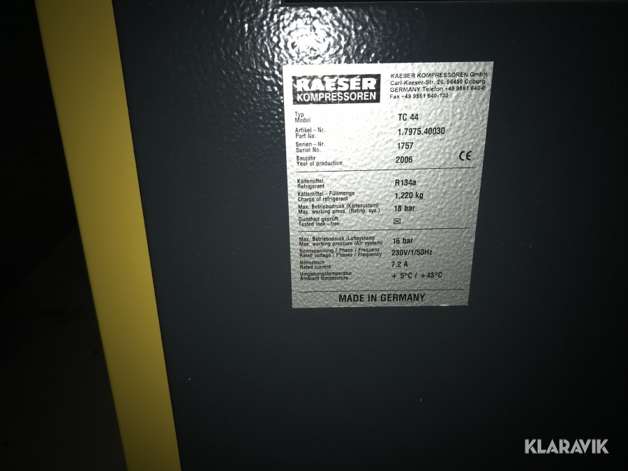 Kompressor Kaeser ABT25 SK22 och kyltork med tank