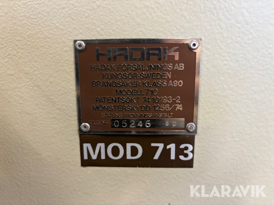 Kassaskåp Hadak Mod 713, Mönsterås, Klaravik auktioner