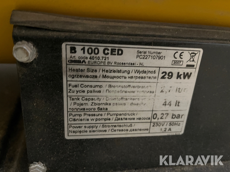 Värme kanon Master B100 CED, Österåker, Klaravik auktioner