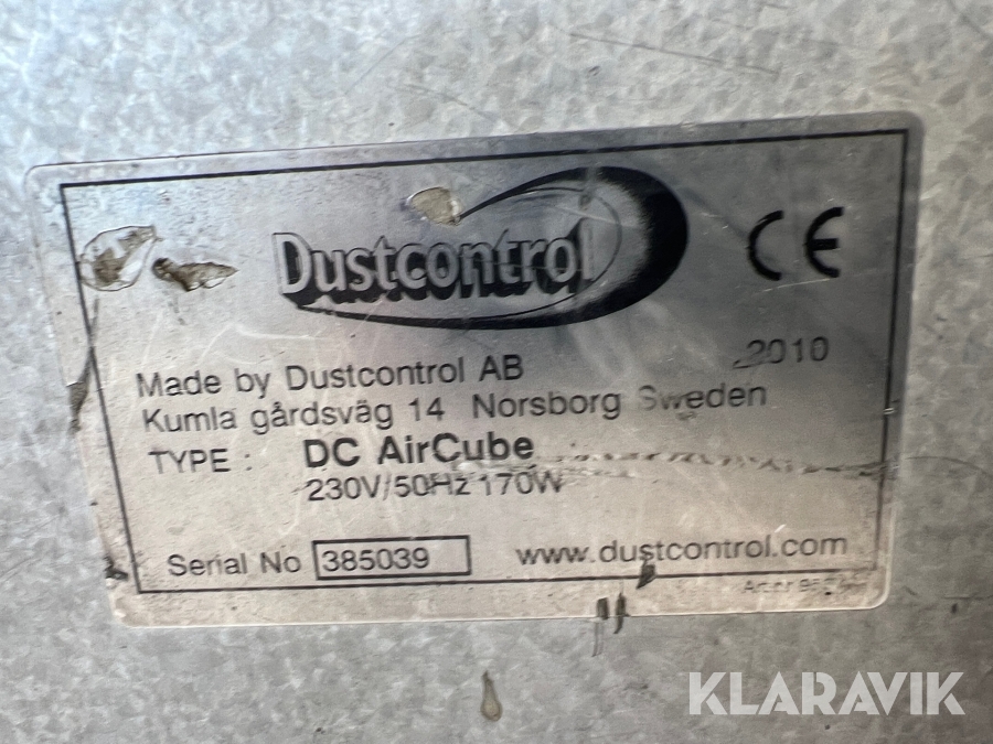 Luftrenare Dustcontrol Aircube 500, Svalöv, Klaravik auktion