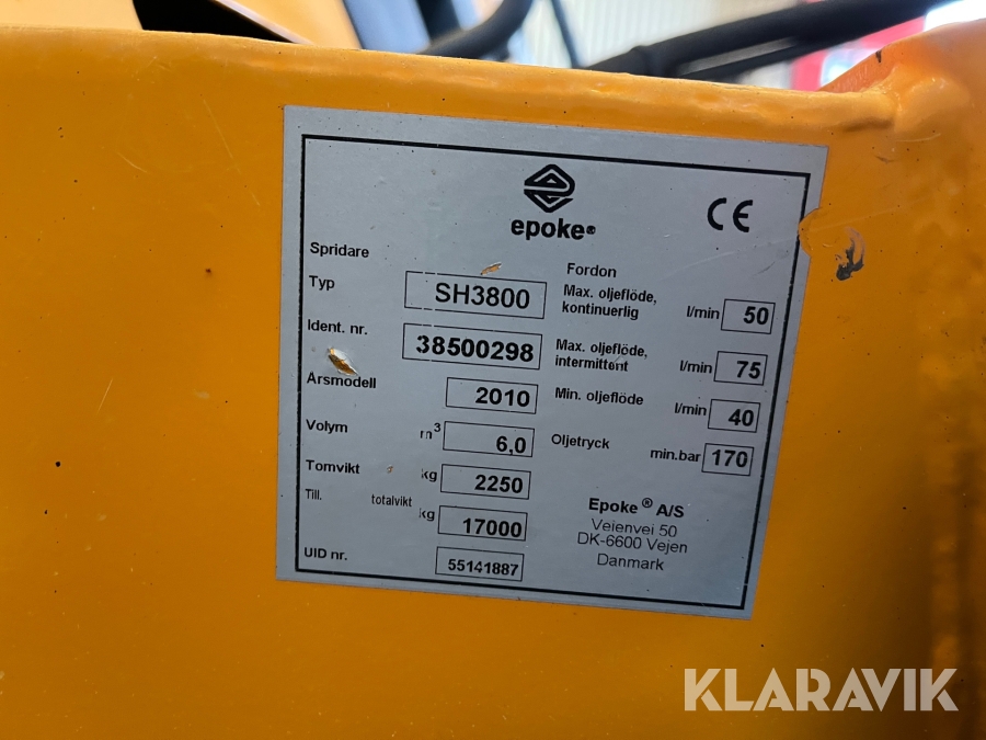 Sandspridare lastbil Epoke SH3800, Västerås, Klaravik auktio