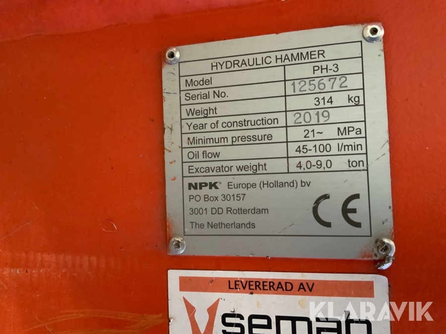 Hydraulhammare NPK PH3, Nybro, Klaravik auktioner