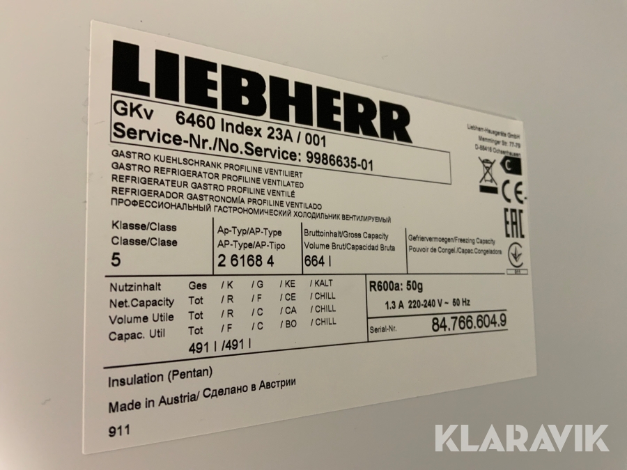 Kylskåp Liebherr Profiline, Alingsås, Klaravik auktioner