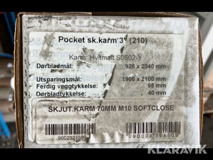 Skjutdörrskarm Scanflex 986 x 2098 mm, Nacka, Klaravik aukti