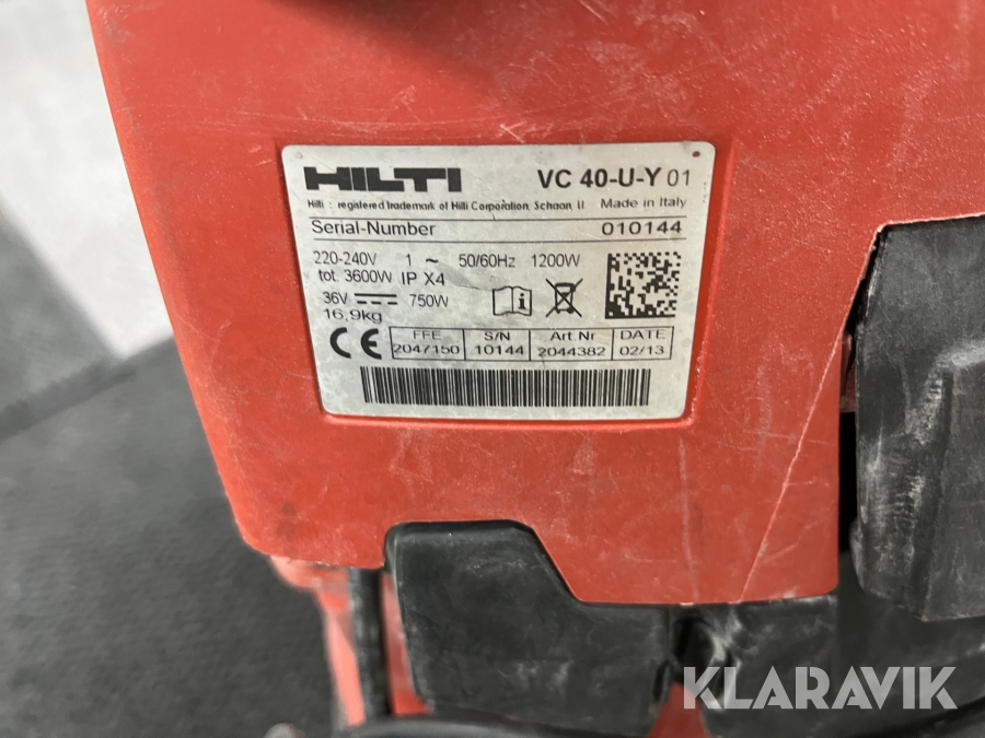Våt och torrdammsugare hybrid Hilti VC-40-U-Y, Norrköping, K