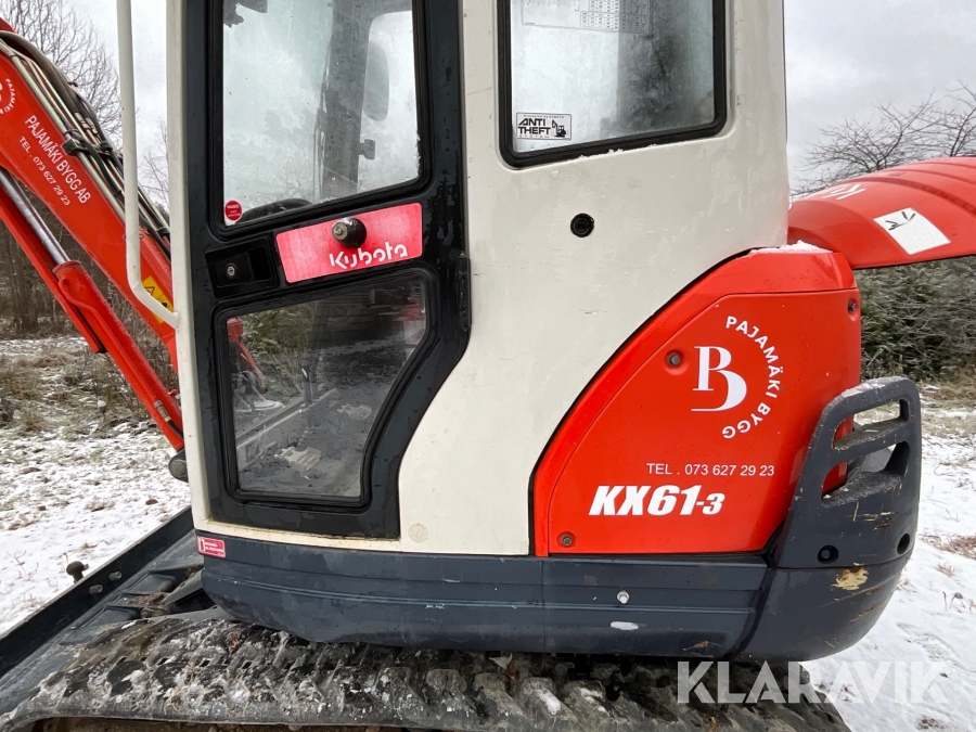 Grävmaskin / minigrävare Kubota KX61-3, Nynäshamn, Klaravik