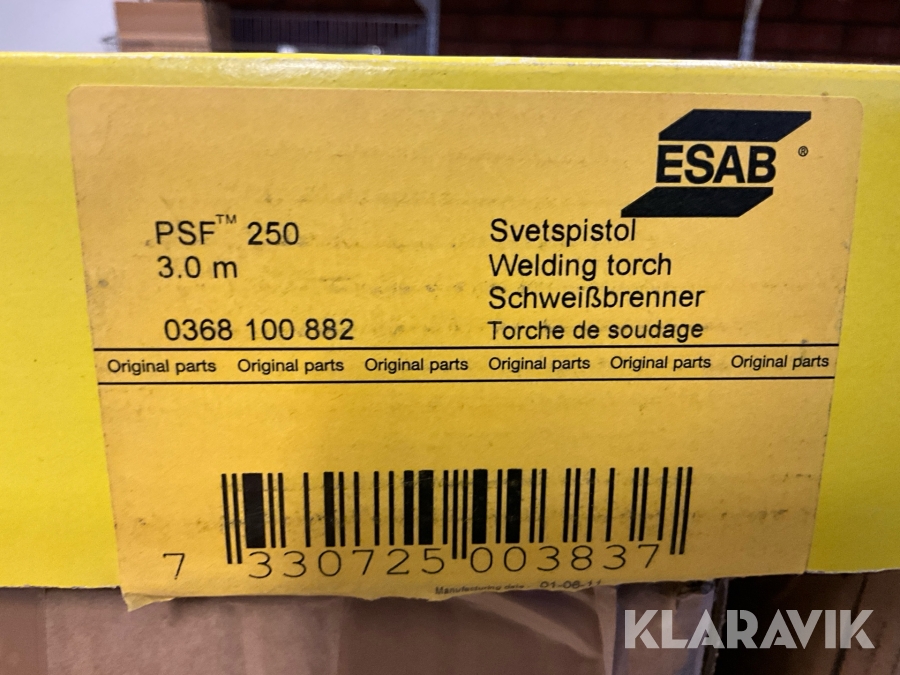 Slangpaket Esab PSF 250, Umeå, Klaravik auktioner