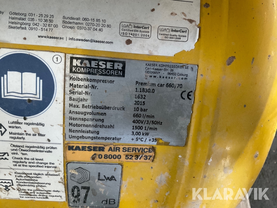 Kompressor Kaeser Premium 660/70 D, Jönköping, Klaravik aukt