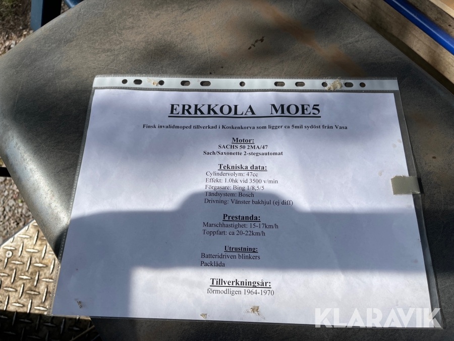 Moped Erkkola MOE5, Linköping, Klaravik auktioner
