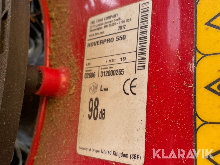 Släntmaskin Toro Hoverpro 550, Sunne, Klaravik auktioner