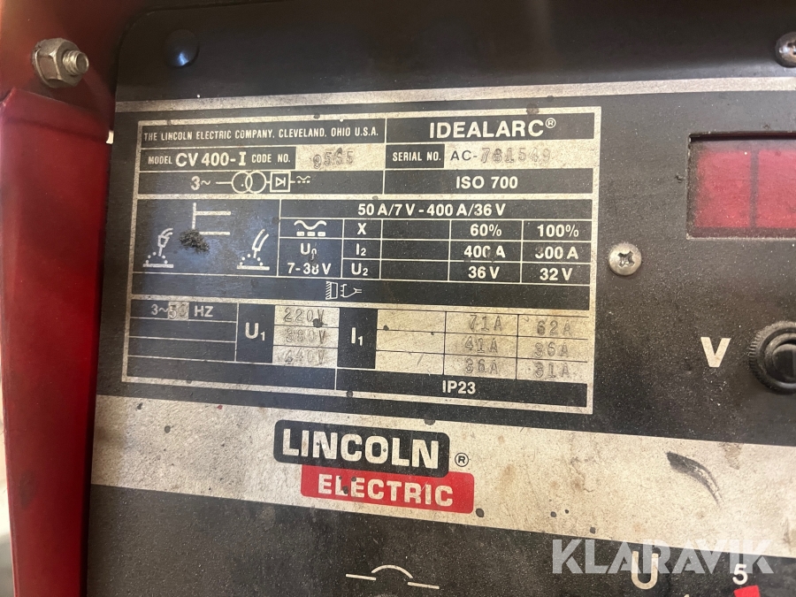 Svets Lincoln Norweld CV 400-I, Skara, Klaravik auktioner