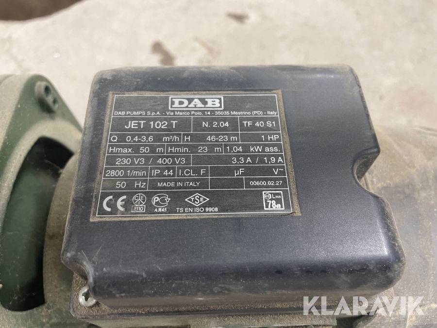 Vattenpump DAB, Åmål, Klaravik auktioner
