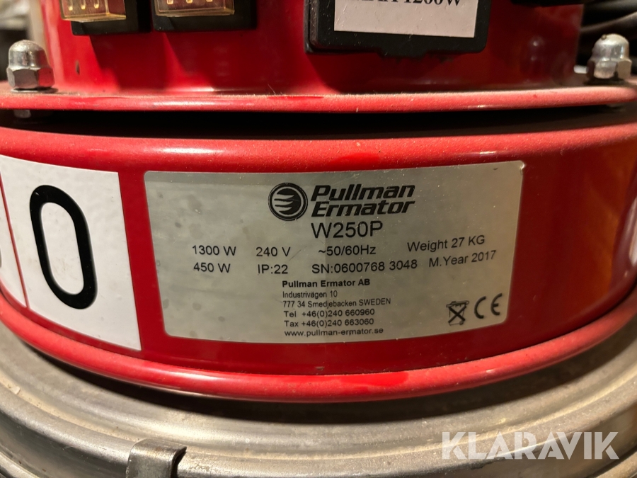 Våtsug Pullman W250P, Stockholm, Klaravik auktioner