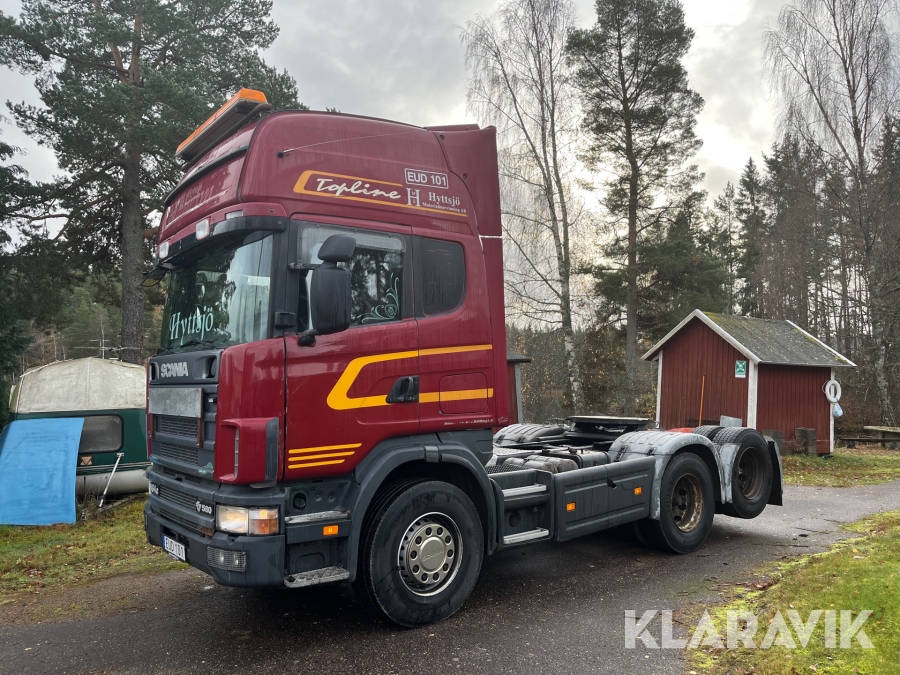 Dragbil Scania R164 GA 6x2, Finspång, Klaravik auktioner