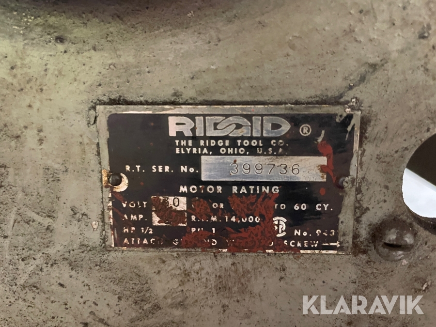 Gängmaskin Ridgid 535, Karlskrona, Klaravik auktioner