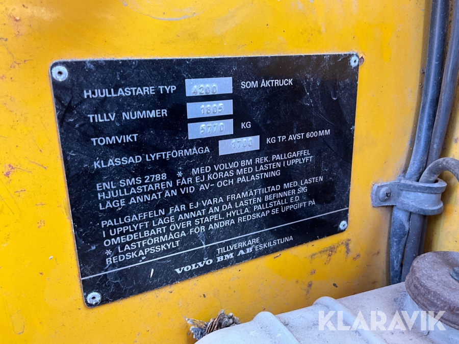 Hjullastare Volvo BM 4200, Arjeplog, Klaravik auktioner