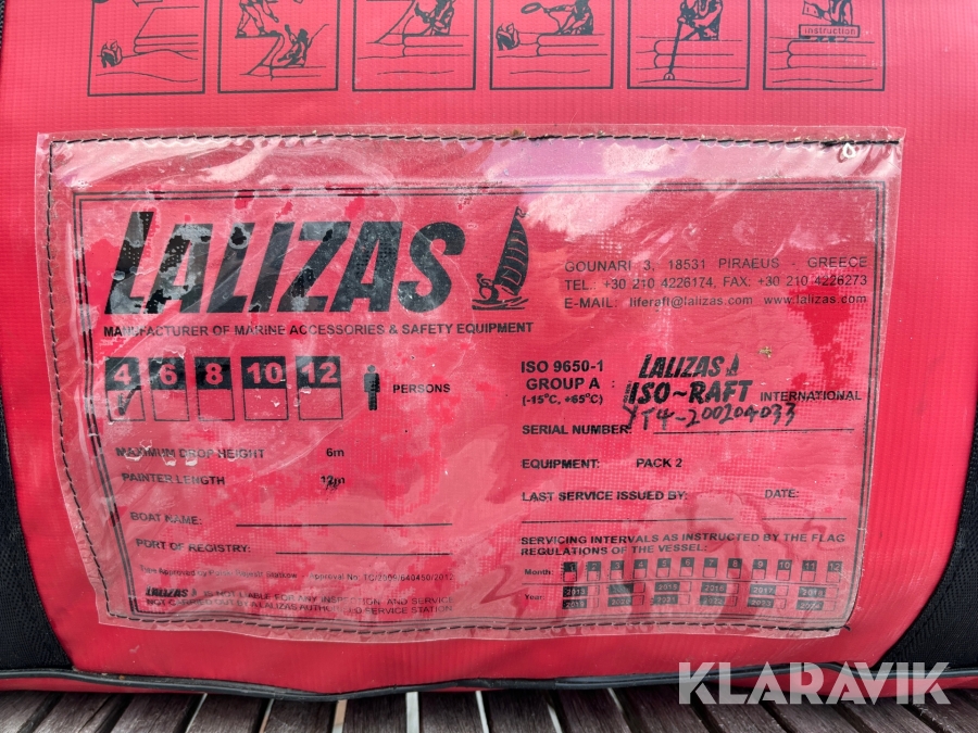 Livflotte Lalizas ISO-Raft, Västervik, Klaravik auktioner