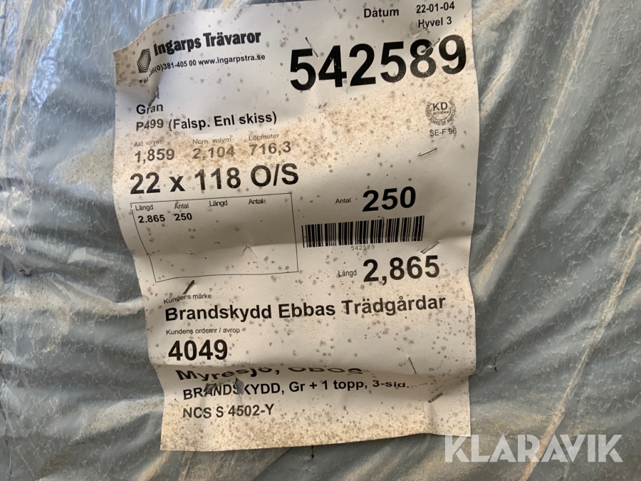 Träpanel Svenska trävaror, Vetlanda, Klaravik auktioner