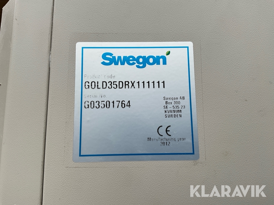 Ventilations aggregat Swegon Gold 35DRX111111, Katrineholm,