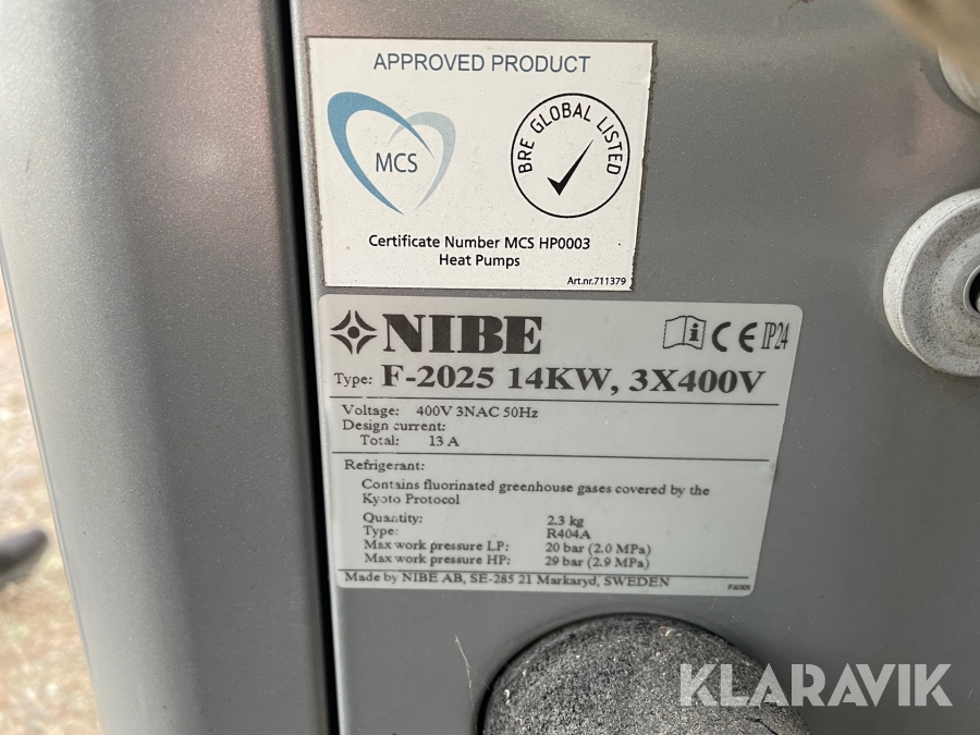 Luft/ vatten värmepump Nibe F-2025 14 KW, Kalmar, Klaravik a Luft/ vatten värmepump Nibe F-2025 14 KW, Kalmar, Klaravik a