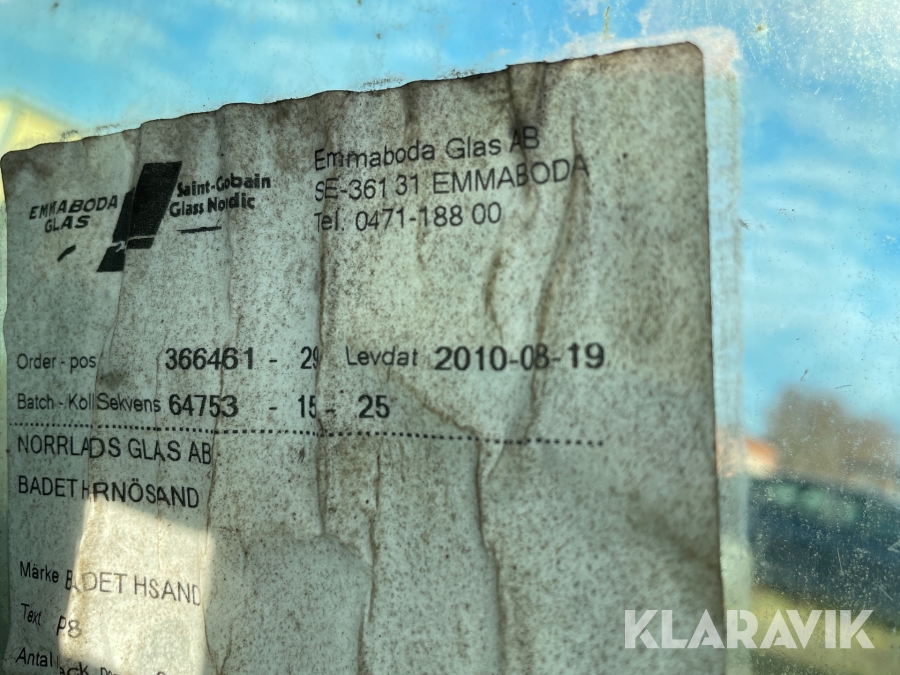 Isolerglas karmlösa Emmaboda Planilux härdat, Härnösand, Kla