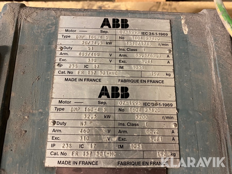 Klaravik Auktioner | Elmotorer ABB DMP 160-4S 11st 32,5kw