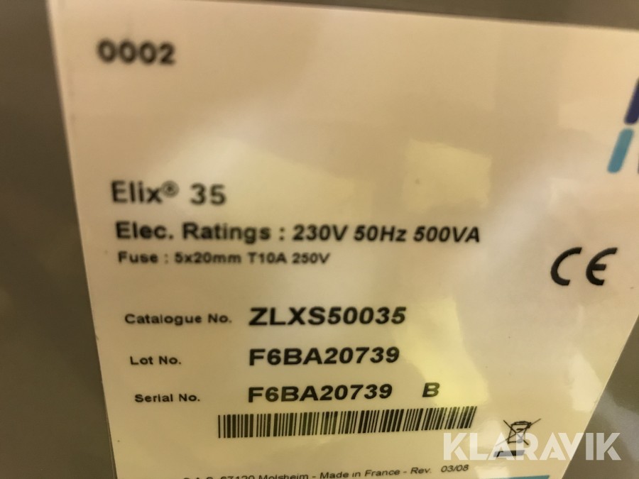 Klaravik Auktioner | Avjoniseringsutrustning Elix 35