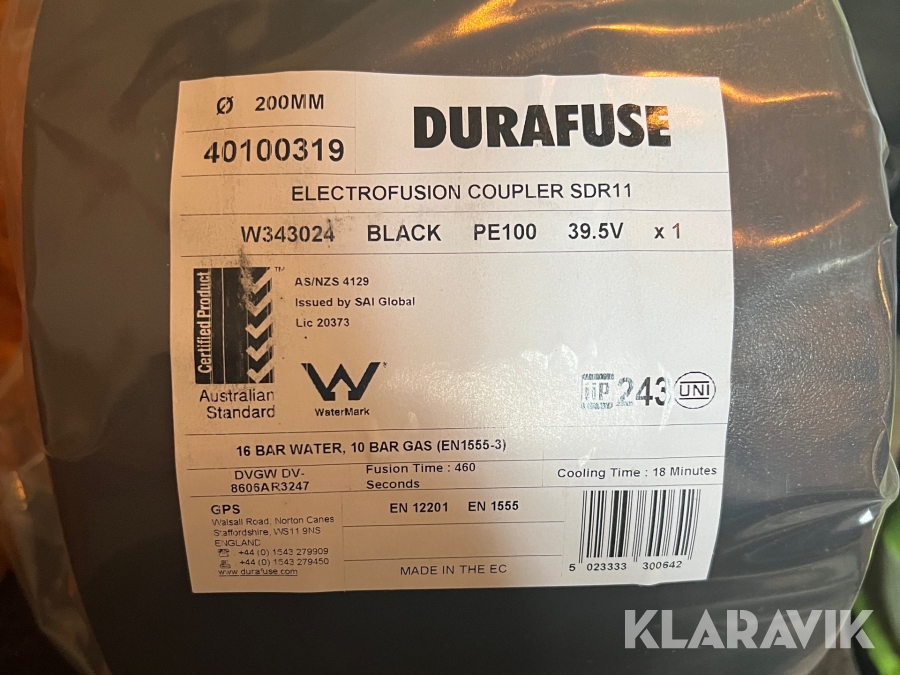 Rörmuffar Durafuse 200 mm, Ystad, Klaravik auktioner