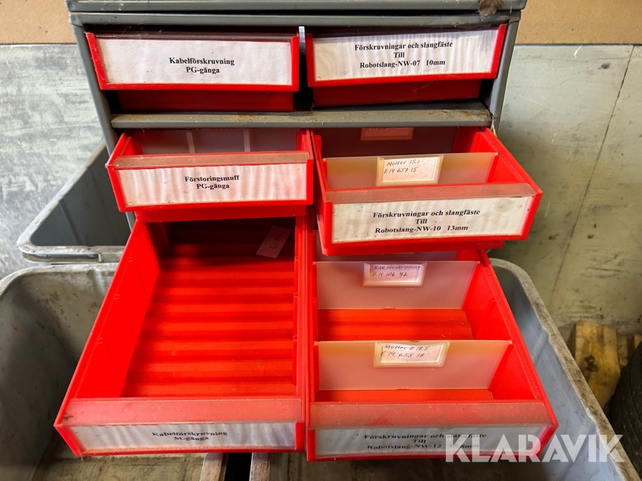 Lådor 12 st och 2 st Sortimentskåp, Trollhättan, Klaravik au
