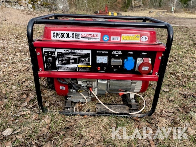 Generator 6kW Glendale GP6500-GEE, Tibro, Klaravik auktioner
