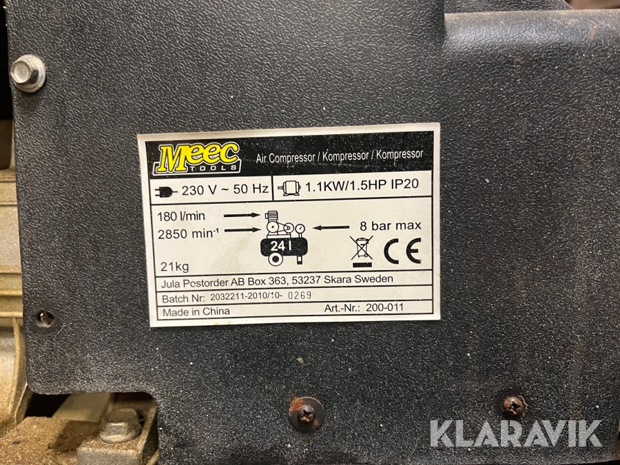 Kompressor Meec, Staffanstorp, Klaravik auktioner