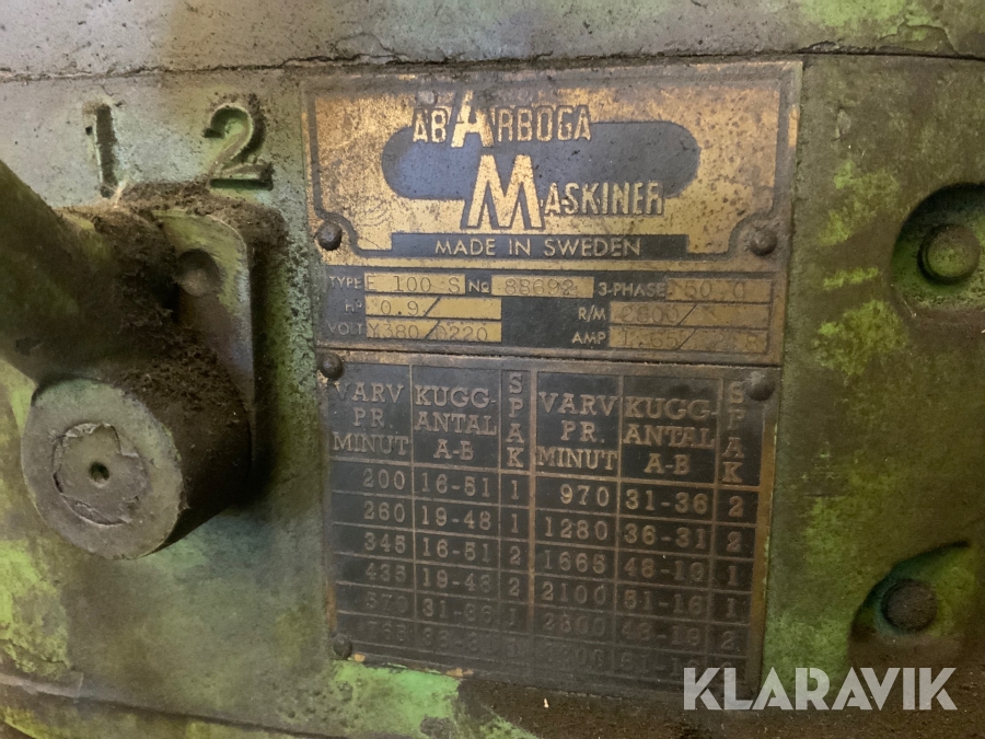 Klaravik Auktioner | Pelarborr Arboga maskiner E100s