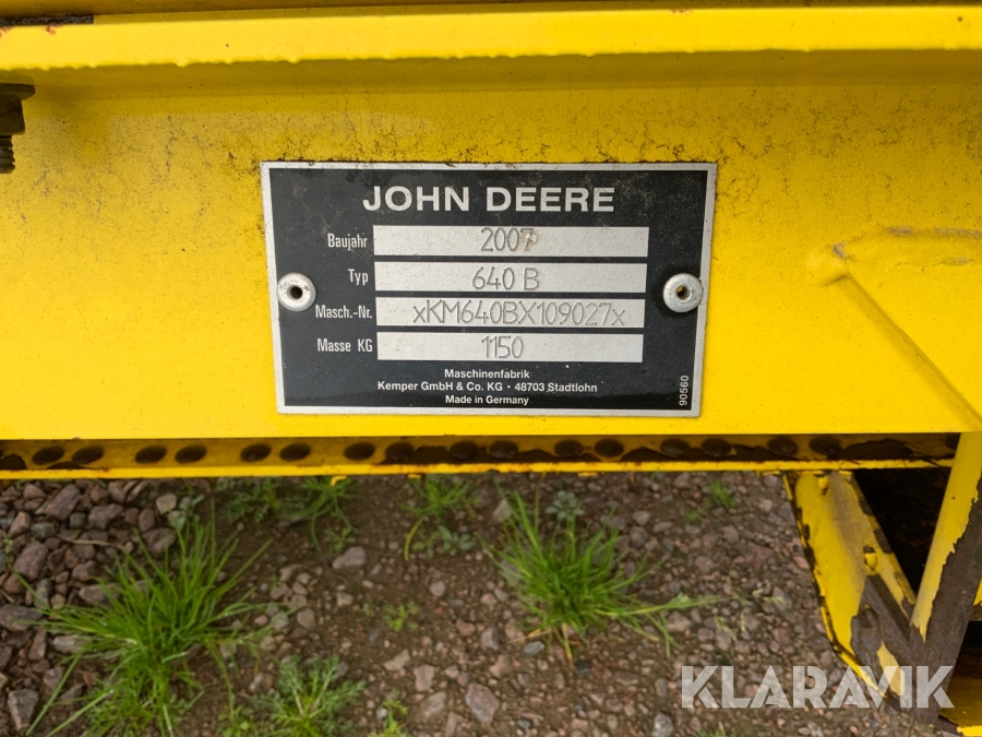 Foderskördarhuvud John Deere 640 B, Mariestad, Klaravik aukt