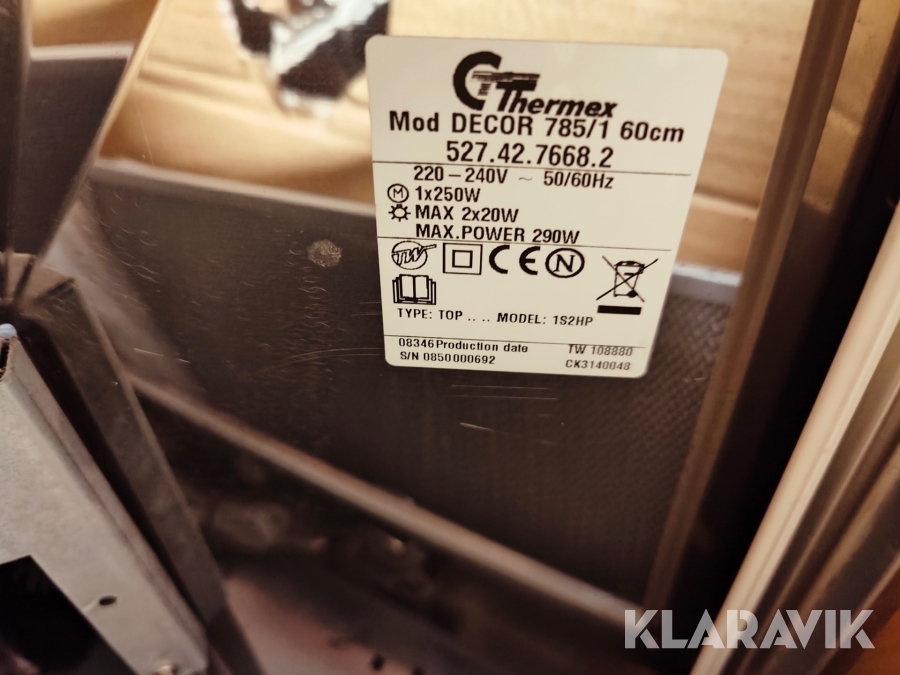 Spisfläkt Thermex Decor 785/1 60 cm, Färgelanda, Klaravik au