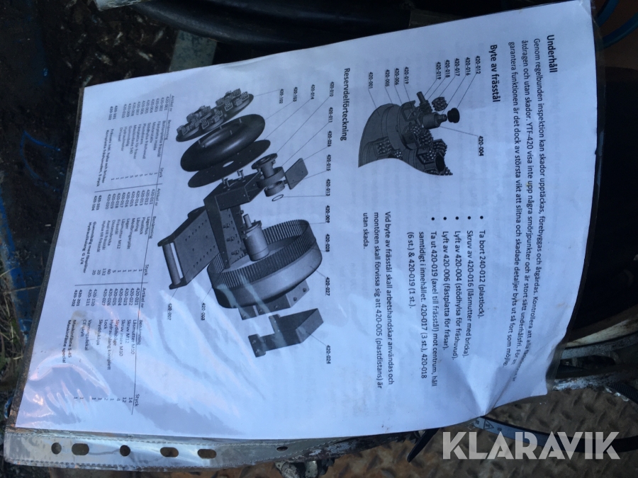 Ytfräs YTF 420, Uppsala, Klaravik auktioner