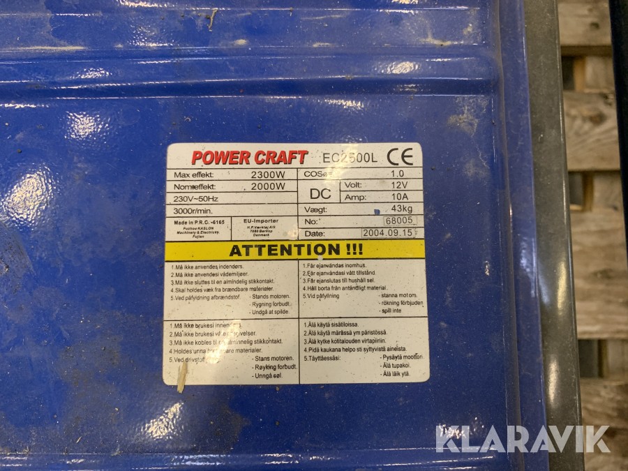 Klaravik Auktioner | Power Craft EC 2500L