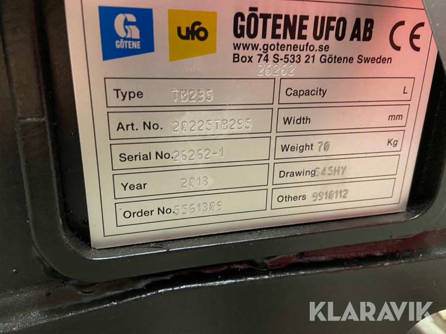 Maskinfäste Götene UFO TB295 S50