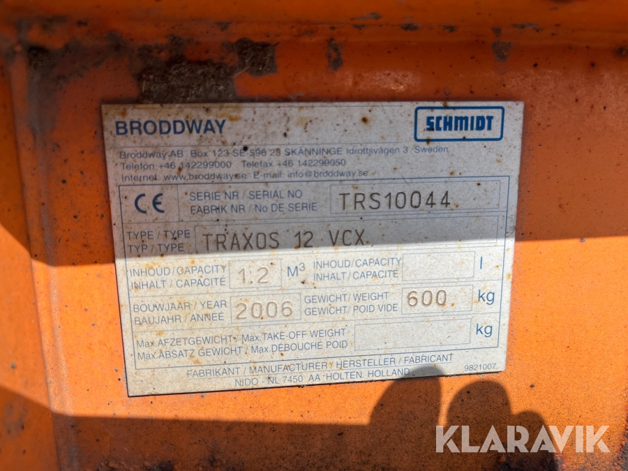Saltspridare Schmidt Traxos 12 VCX, Linköping, Klaravik aukt