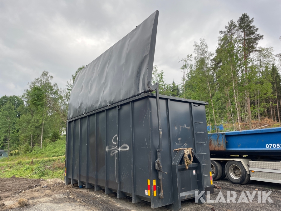 Container med lock 38 kubik Flakab, Härryda, Klaravik auktio