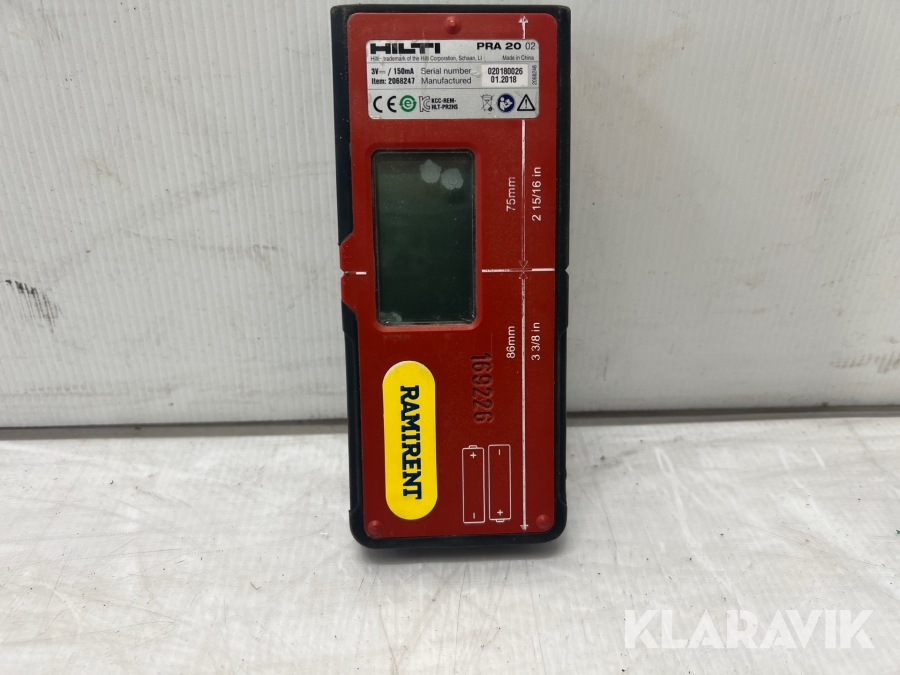 Lasermottagare Hilti PRA 20, Svalöv, Klaravik auktioner