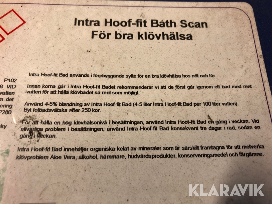 Klaravik Auktioner | Klövvårdsvätska IntraCare Hoof-fit