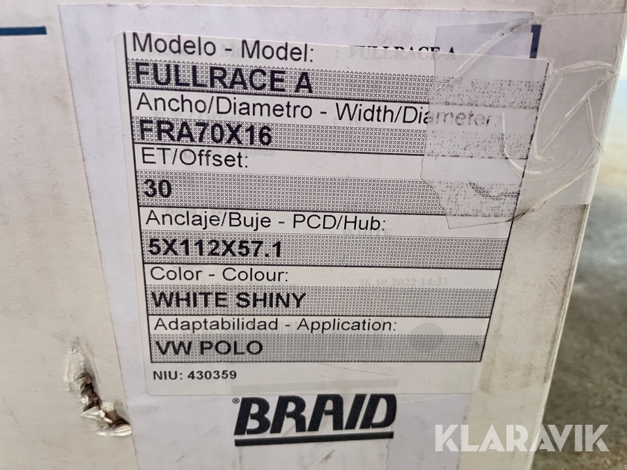 Rallyfälg Braaid, Uddevalla, Klaravik auktioner