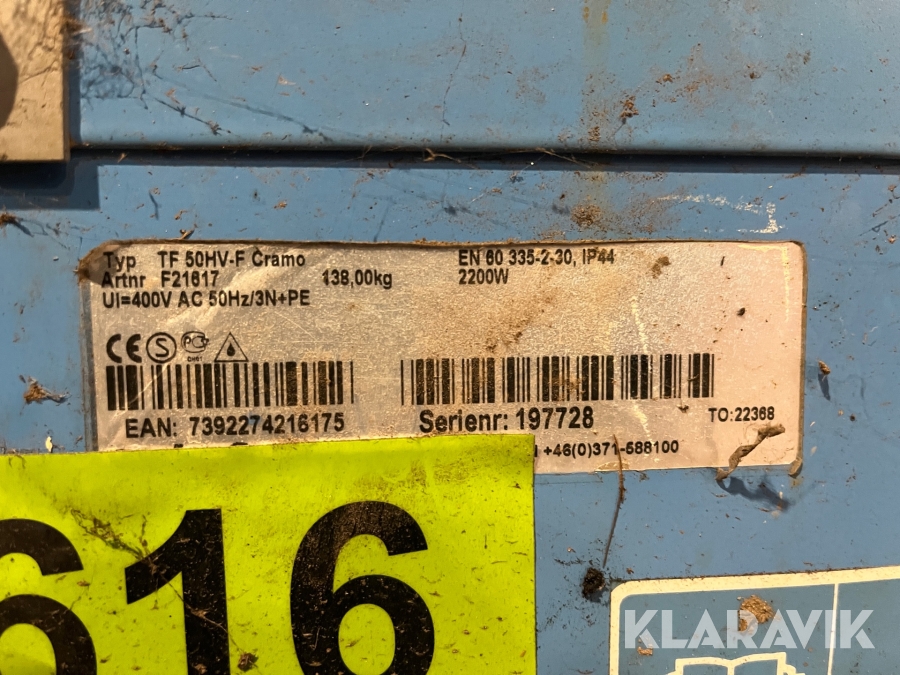 Hetvattentvättaerotemper El-Björn TF 50HV, Varberg, Klaravik