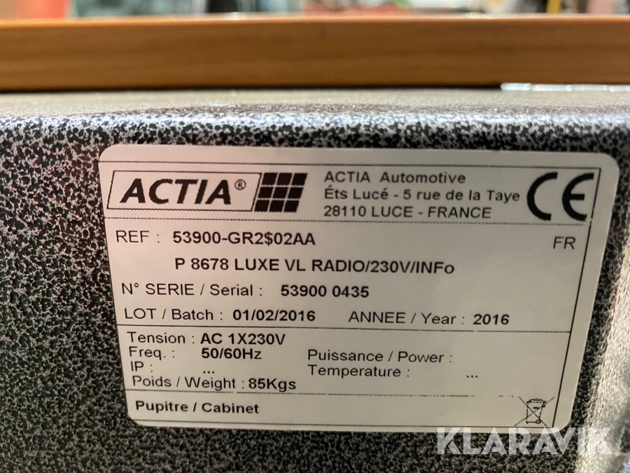 Hjulinställningsutrustning Actia 8678, Helsingborg, Klaravi