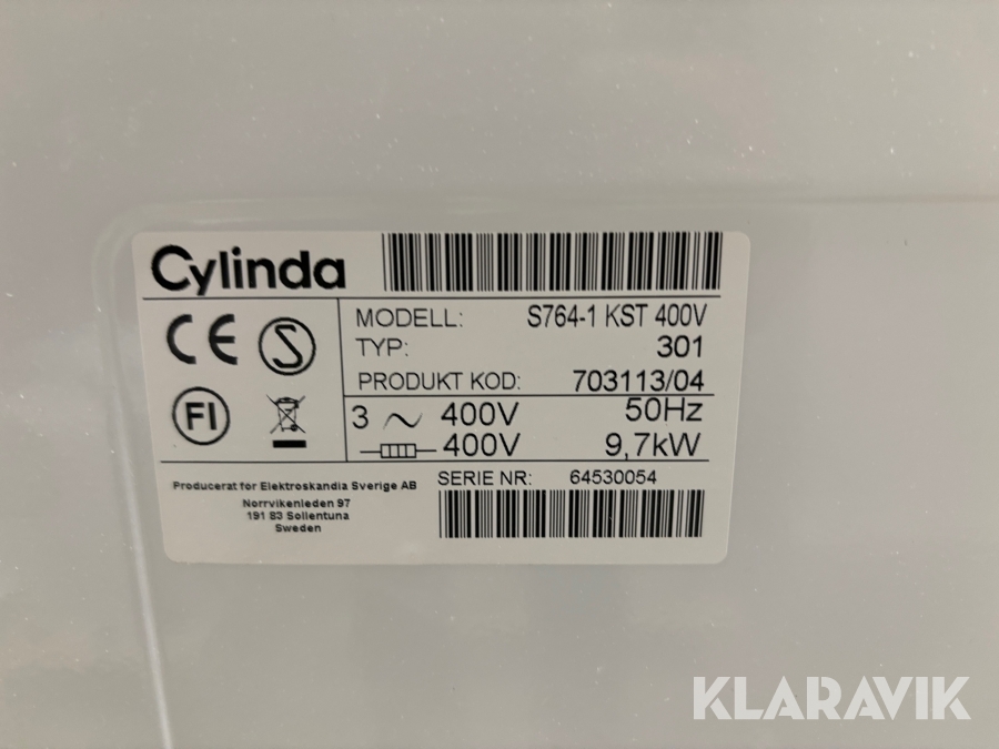 Spis Cylinda S764-1 KST 400V, Eksjö, Klaravik auktioner