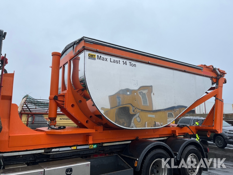 Högtippsbalja på lastväxlarram CMT, Linköping, Klaravik aukt